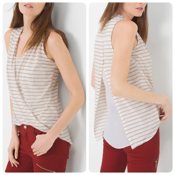 White House Black Market | Tops | Whbm Striped Surplice Overlay Tank ...